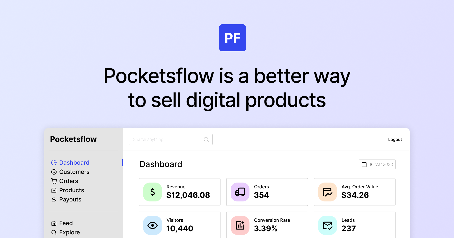 Pocketsflow | digital products selling platform.